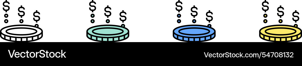 Dollar icon outline green blue and yellow style Vector Image