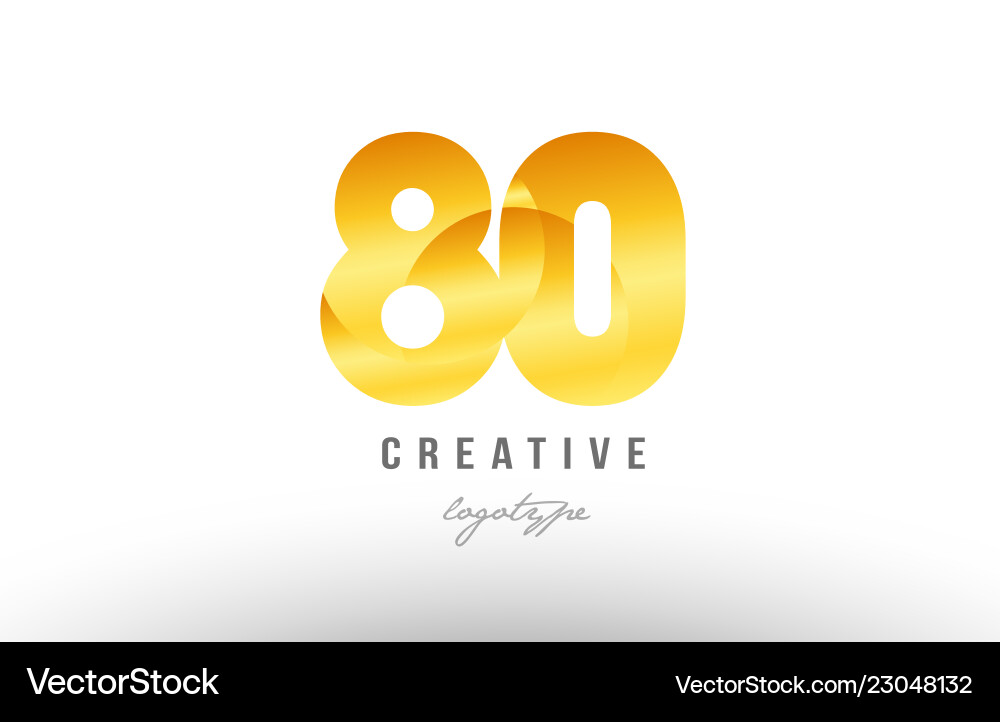 Gold Number 80 Logo - Modern & Abstract Vector Image