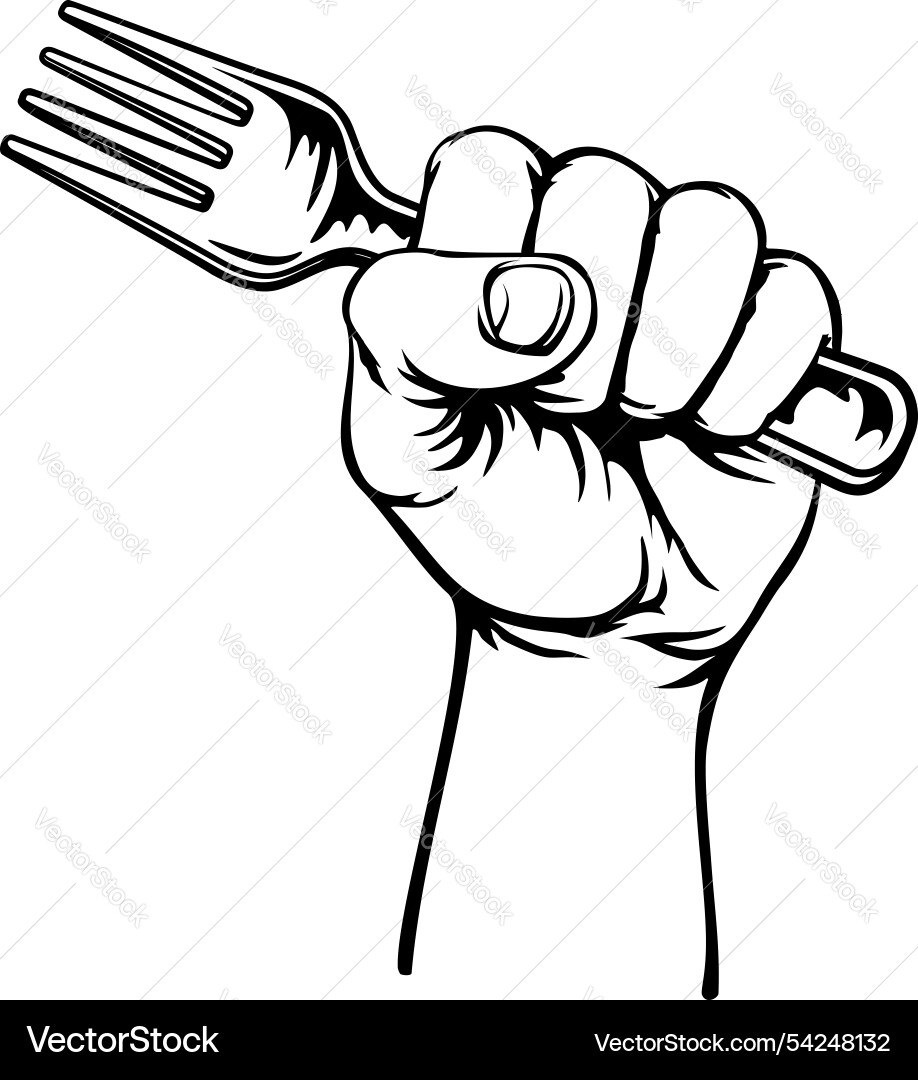 Hand holding fork Royalty Free Vector Image - VectorStock