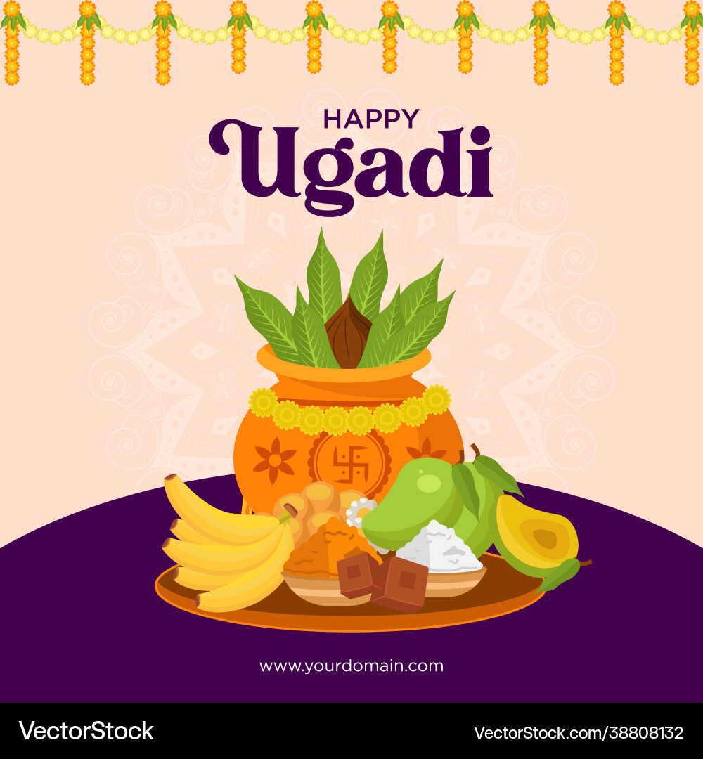 Happy ugadi banner design Royalty Free Vector Image