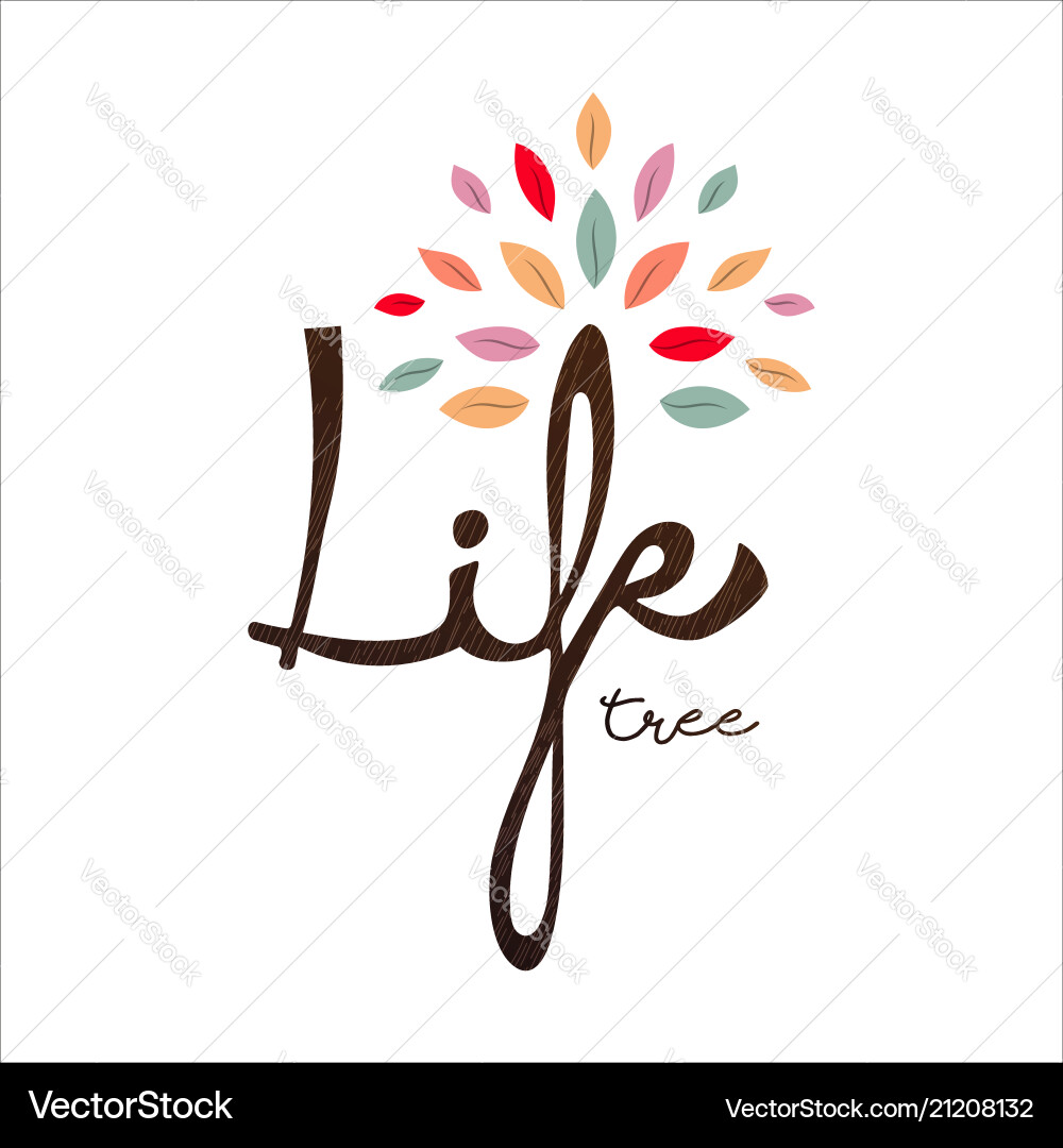 Life tree text quote concept with color leaves Vector Image