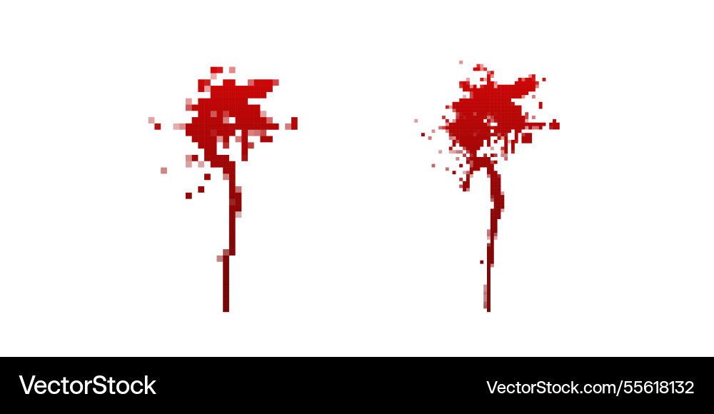 Pixel blood splatter with dripping effect Vector Image
