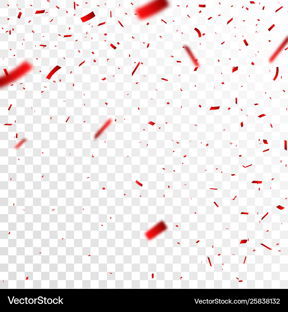 Red confetti isolated on transparent background Vector Image