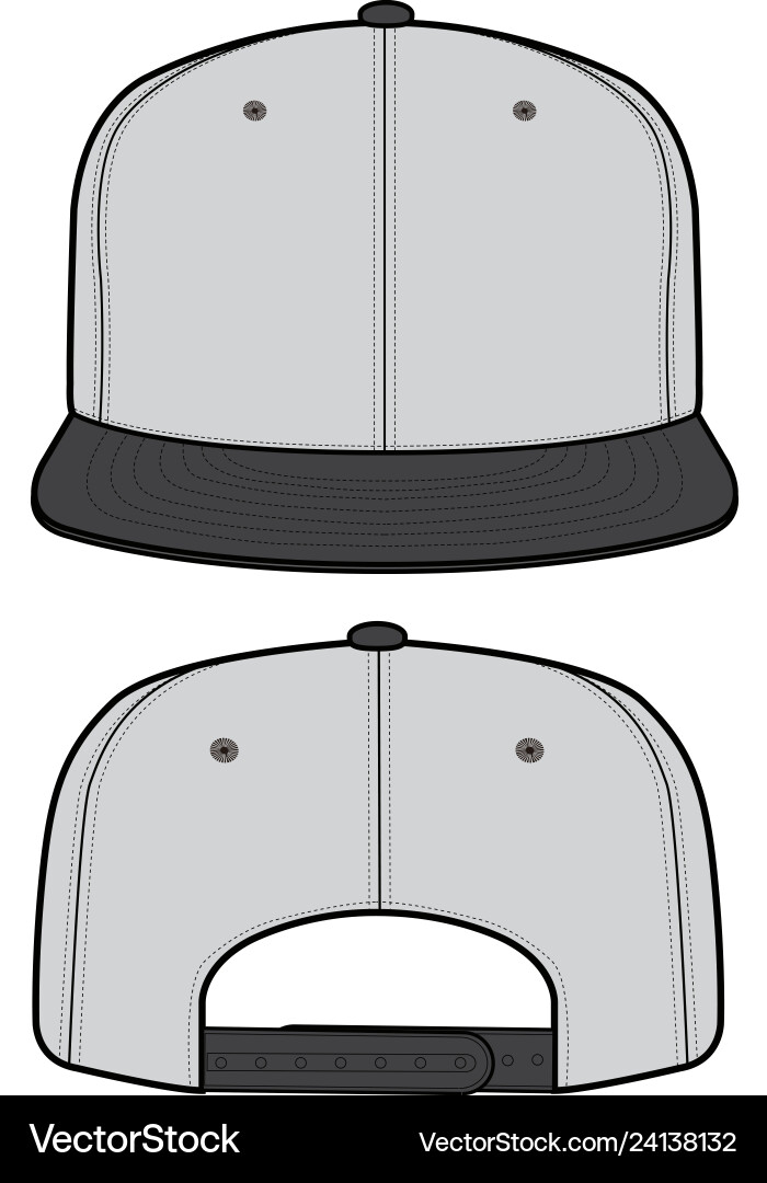 Snapback cap fashion flat mockup design Royalty Free Vector
