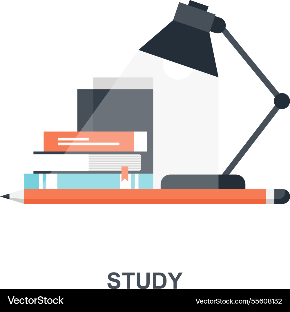 Study flat icon design concept Royalty Free Vector Image