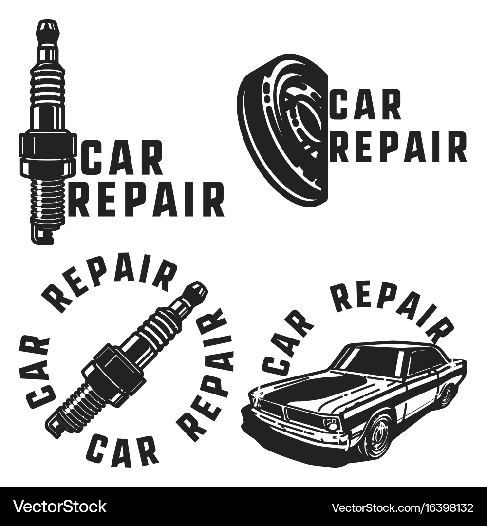 Vintage car repair emblems Royalty Free Vector Image