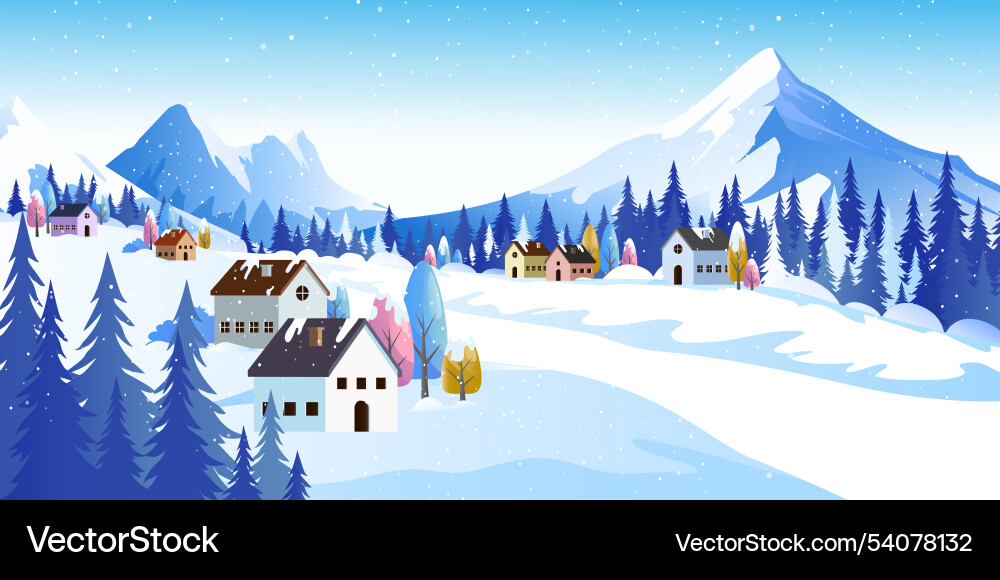 Winter snow landscape snowy countryside Royalty Free Vector