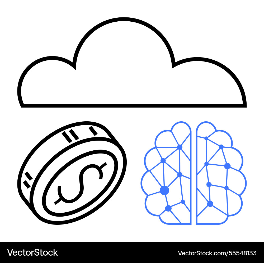 Cloud Computing mit ai und Finanztechnologie Vektorbild