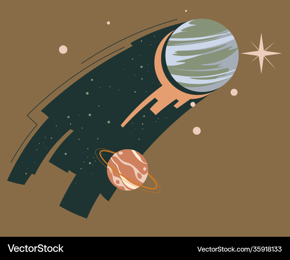 Cosmos and galaxy planets floating in outer space Vector Image