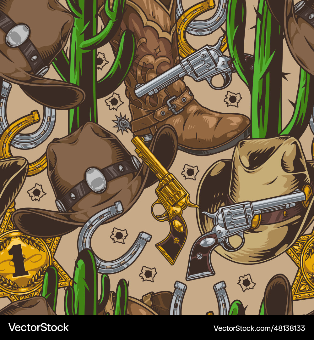 Cowboy culture pattern seamless colorful Vector Image