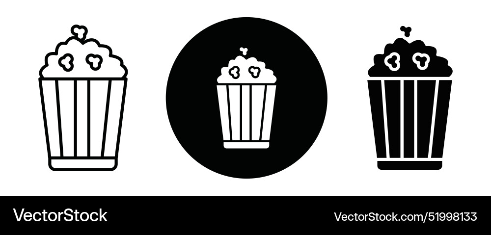 Popcorn outline icon collection or set Royalty Free Vector