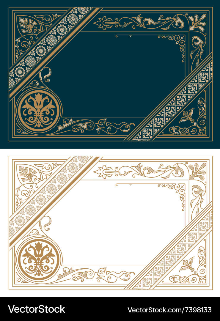 Retro frame template baroque style Royalty Free Vector Image