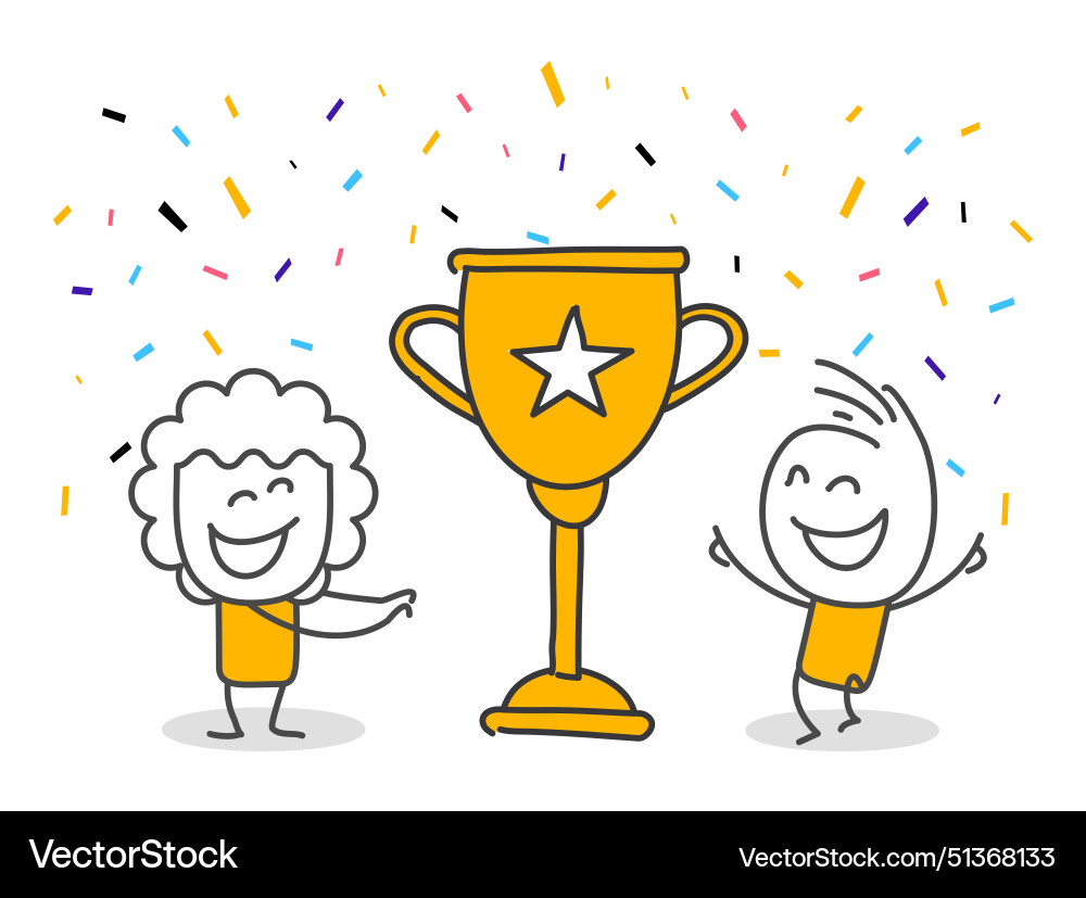 Stick figures business goals concept Royalty Free Vector