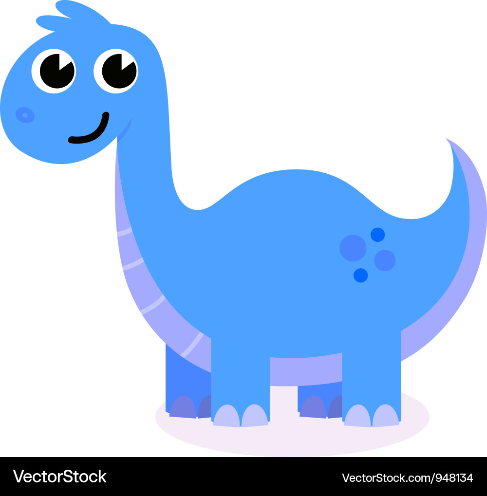 Adorable Blue Dinosaur Cartoon Royalty Free Vector Image