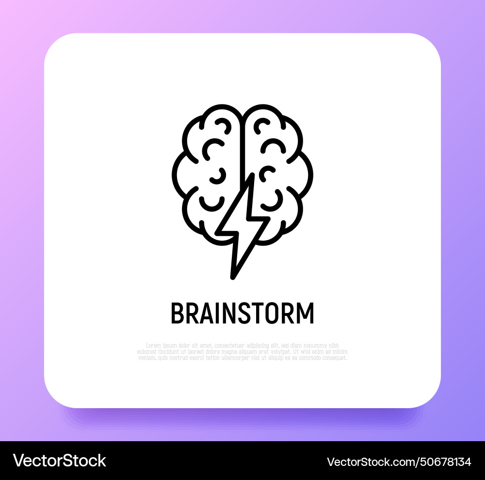 Brainstorm flat icon brain with flash Royalty Free Vector