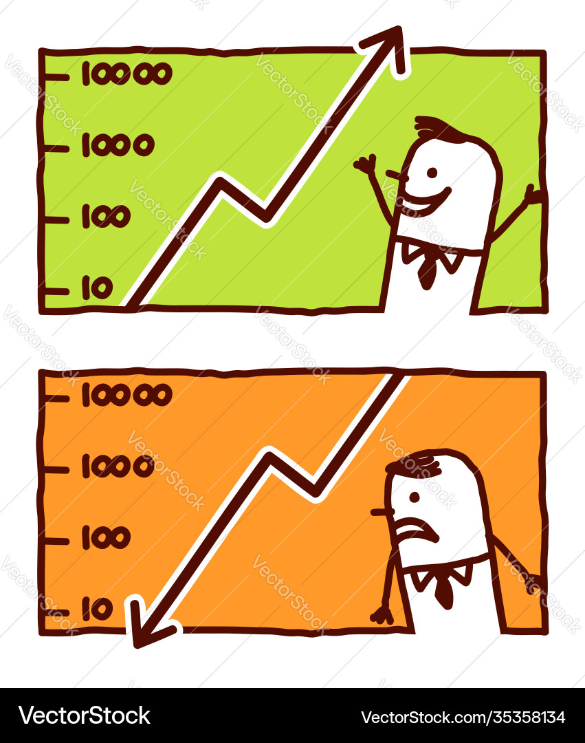 Hand drawn cartoon characters - earning losing Vector Image