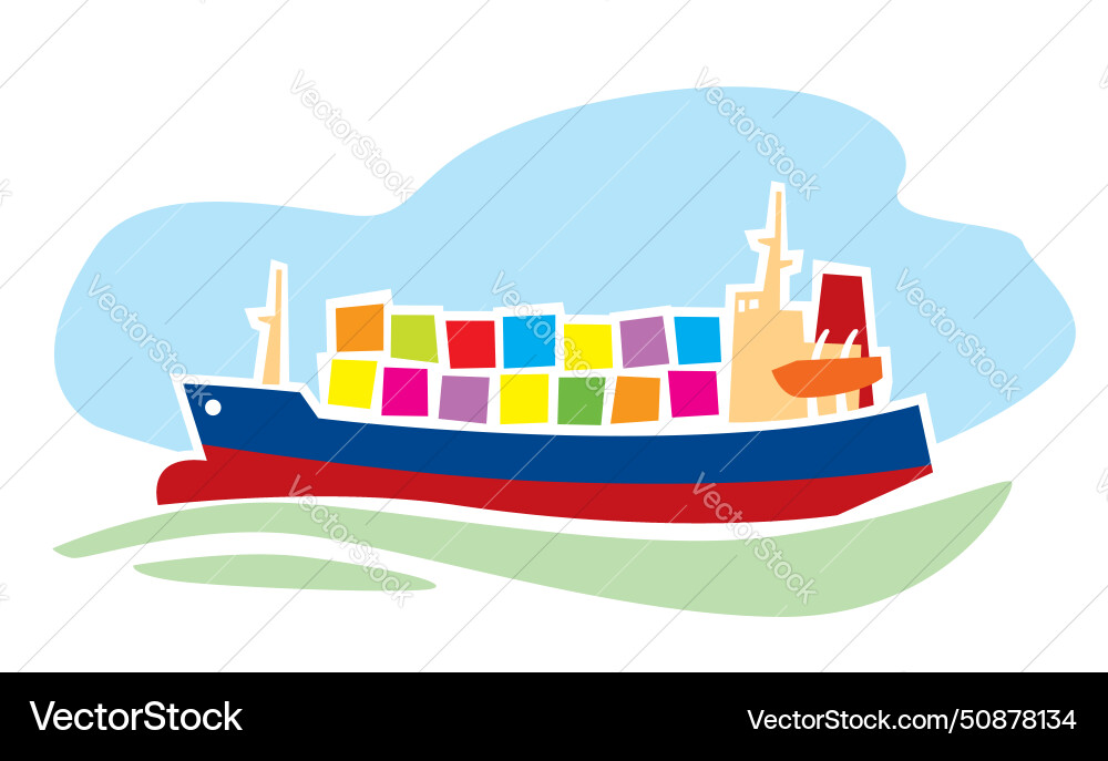 Medium size container ship Royalty Free Vector Image