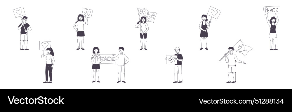 People character partaking in demonstration Vector Image