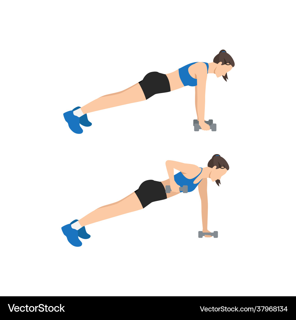 Plank and row or renegade exercise Royalty Free Vector Image