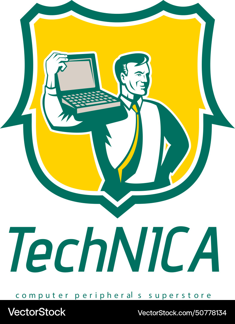 Technica computer superstore logo Royalty Free Vector Image