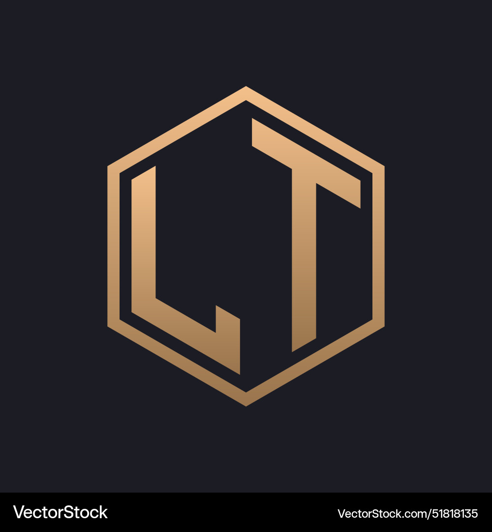 Elegant hexagon letter lt logo design initial Vector Image