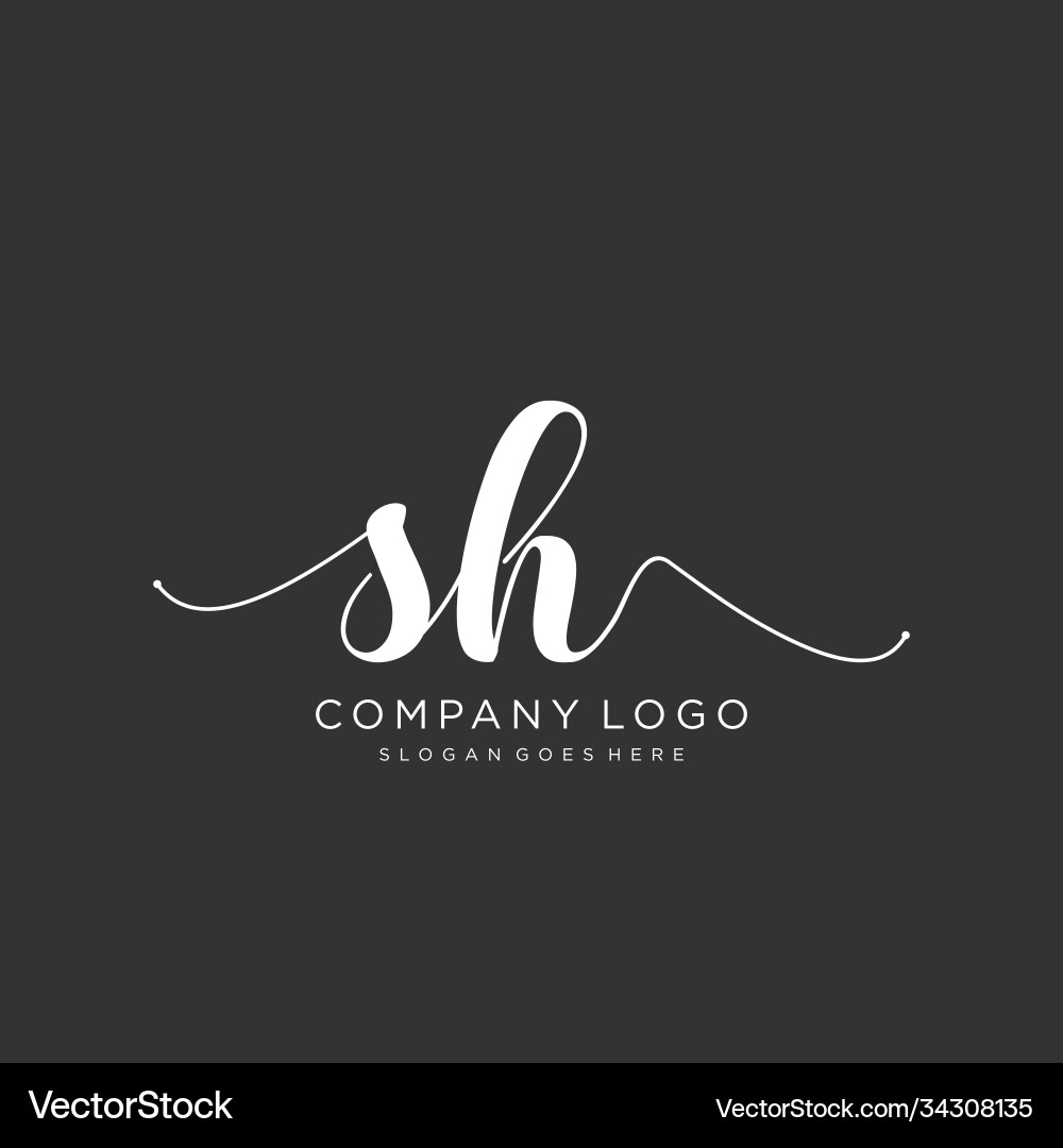 Initial sh handwriting logo with circle template Vector Image