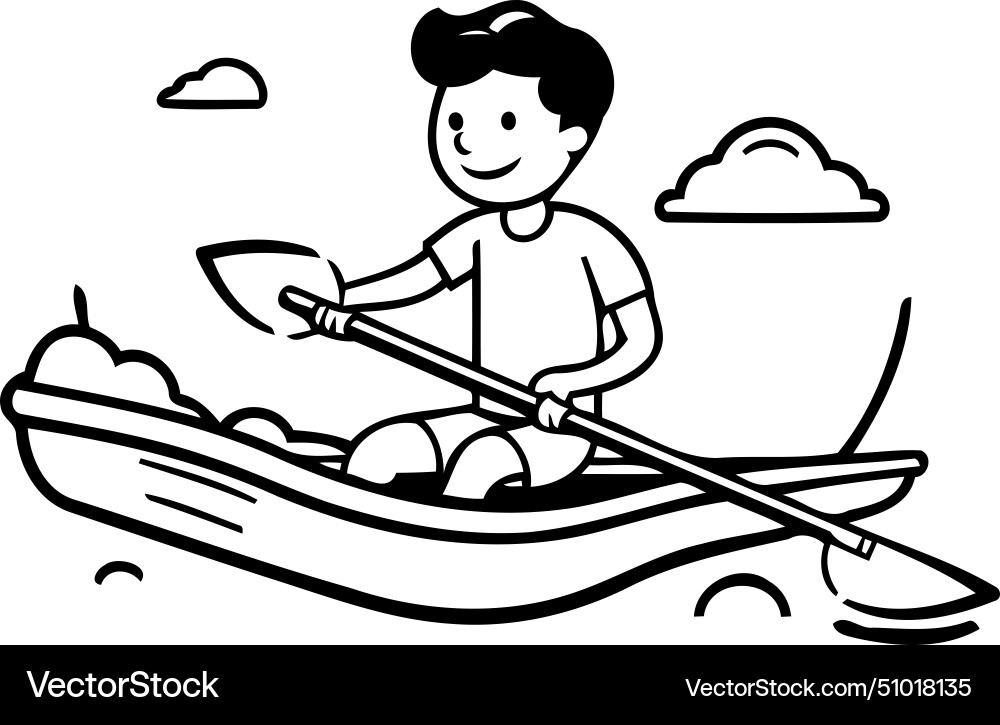 Man in a kayak on white background Royalty Free Vector Image