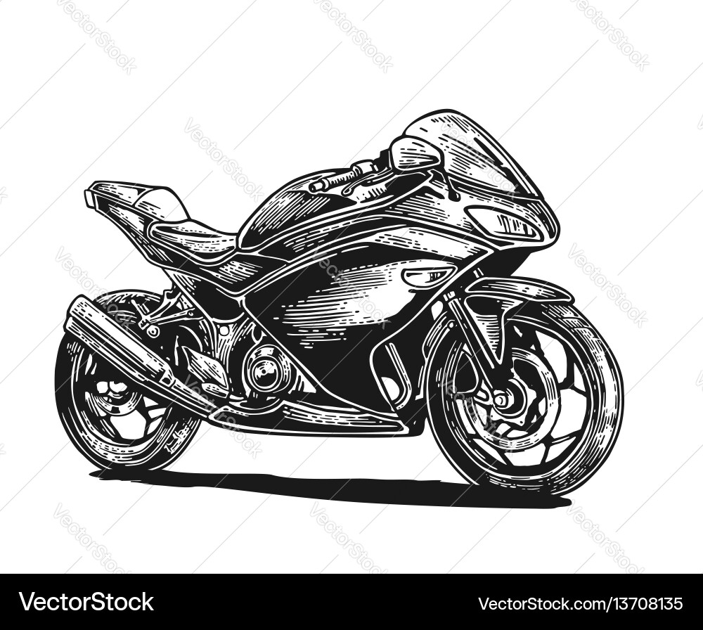 Motorcycle engraved Royalty Free Vector Image - VectorStock