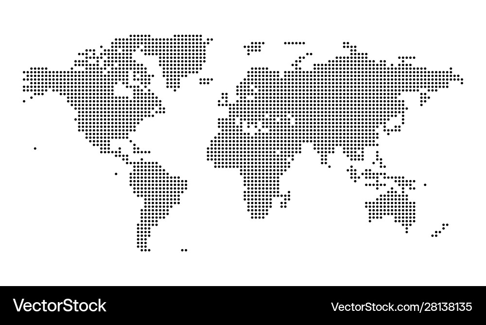Politische gepunktete Weltkarte isoliert Vektorbild