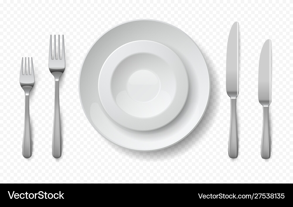 Realistic food plates white ceramic dish Vector Image