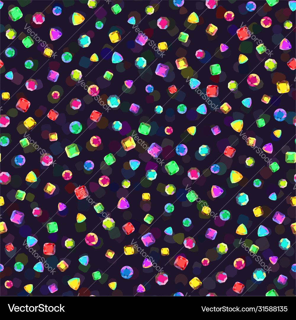 Seamless pattern colorful gem stones Royalty Free Vector