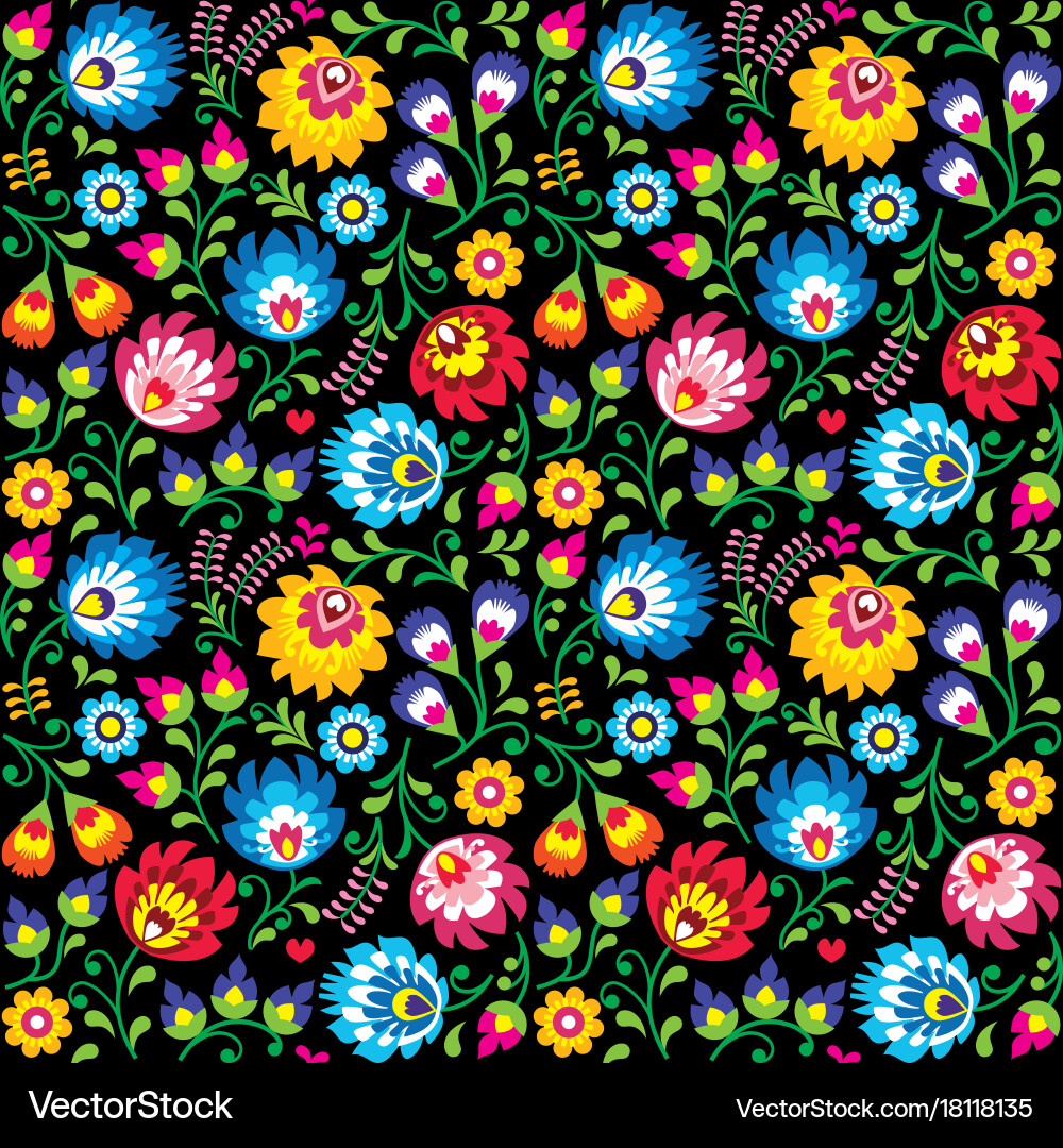Seamless polish folk art floral pattern Royalty Free Vector