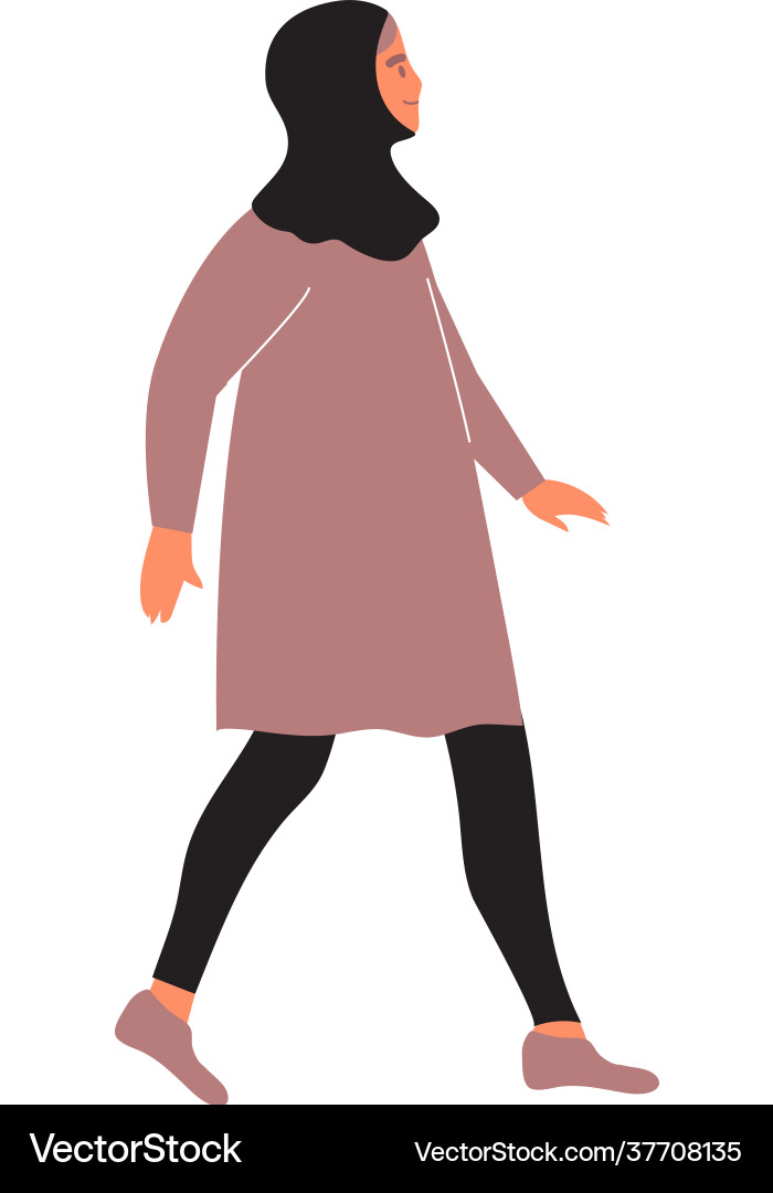 Walking muslim woman composition Royalty Free Vector Image