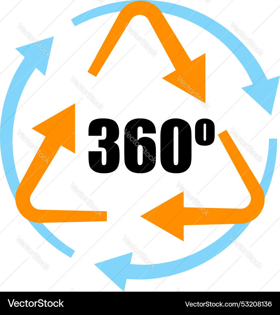 360 degrees recycling symbol with orange arrows Vector Image