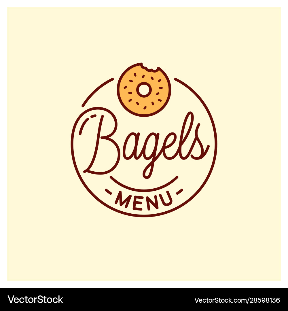 Bagel menu logo round linear bakery Royalty Free Vector