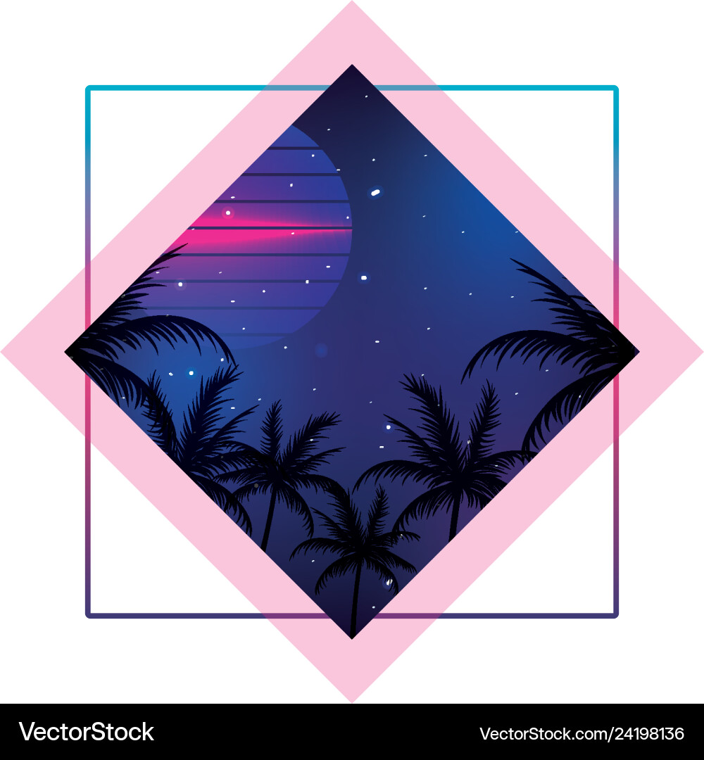 Beach landscape retro Royalty Free Vector Image