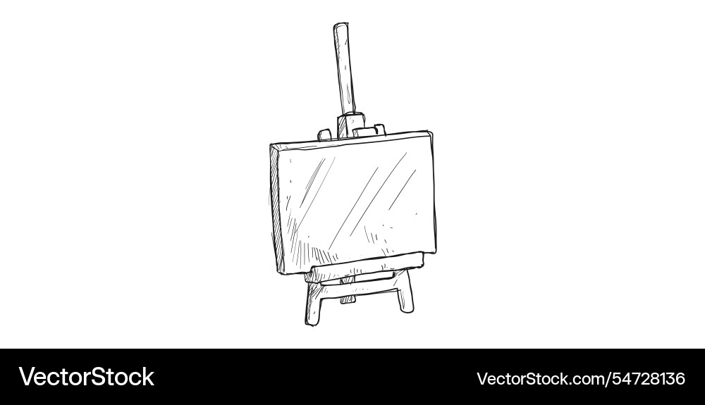 Blank thin linear canvas on easel Royalty Free Vector Image