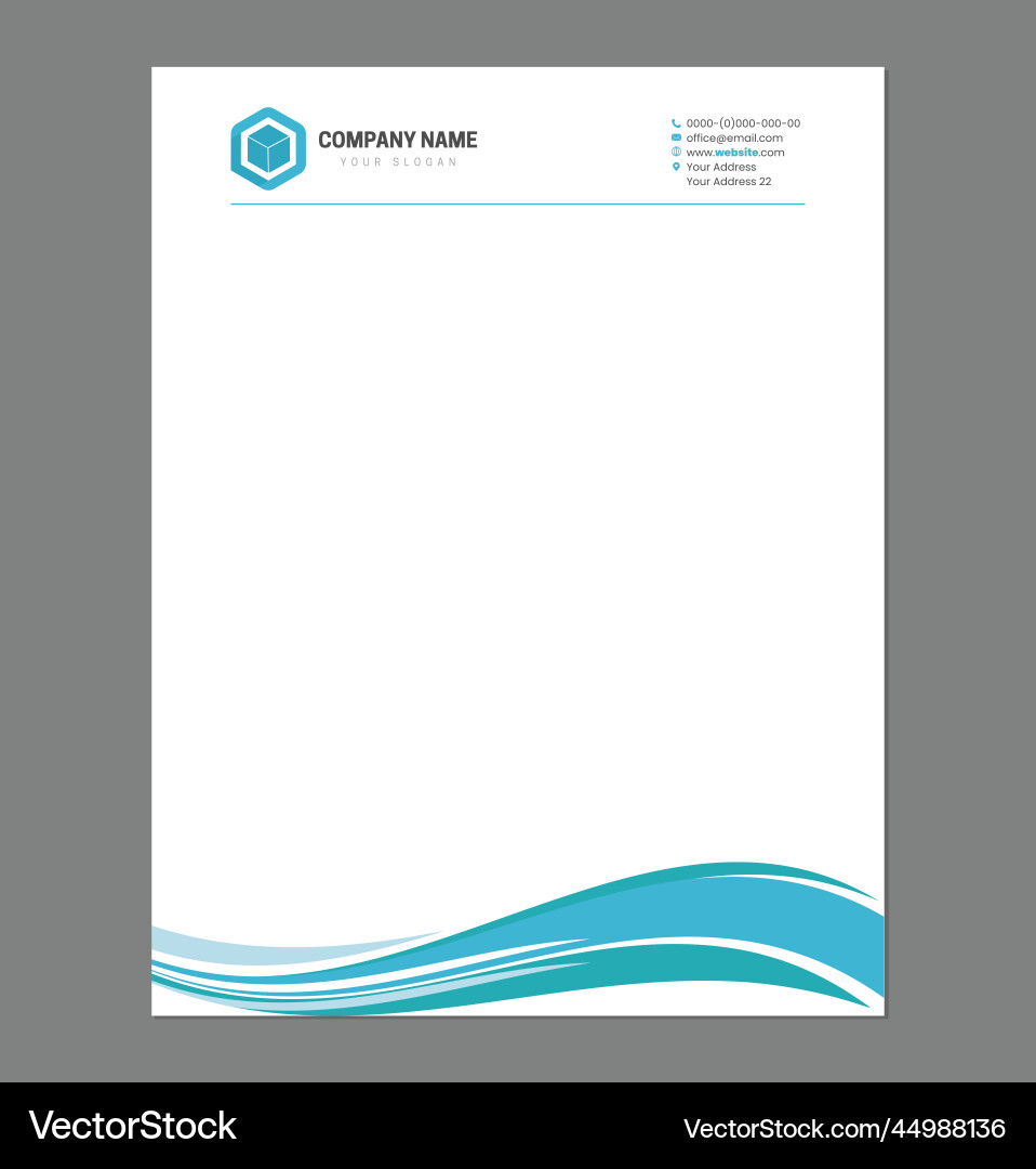 Blue letterhead template for print with logo Vector Image