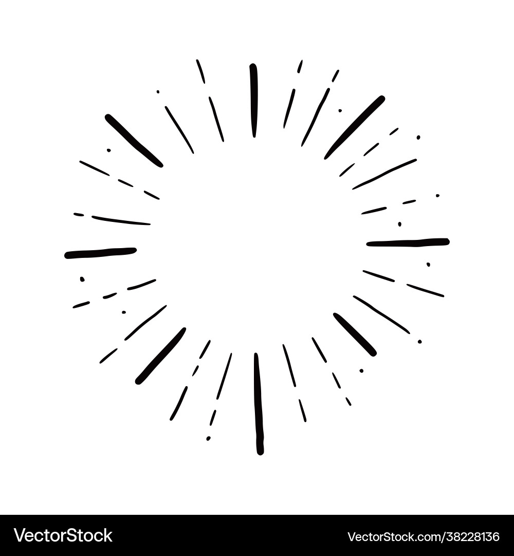 Hand drawn sunburst shine ray doodle Royalty Free Vector