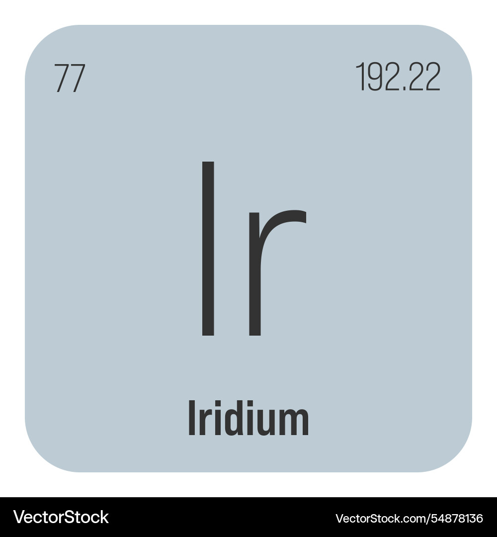 Iridium ir periodic table element Royalty Free Vector Image