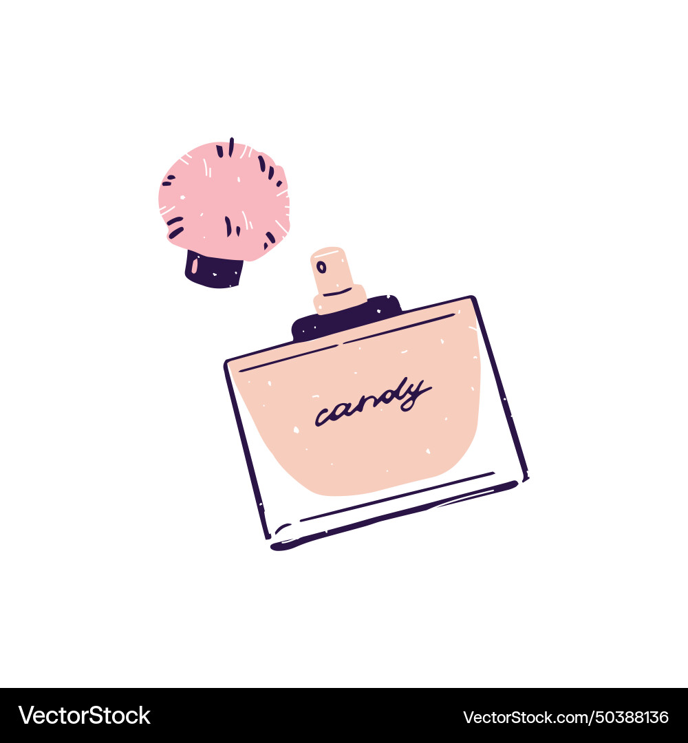 Luxury perfume bottle with fluffy cap sweet Vector Image