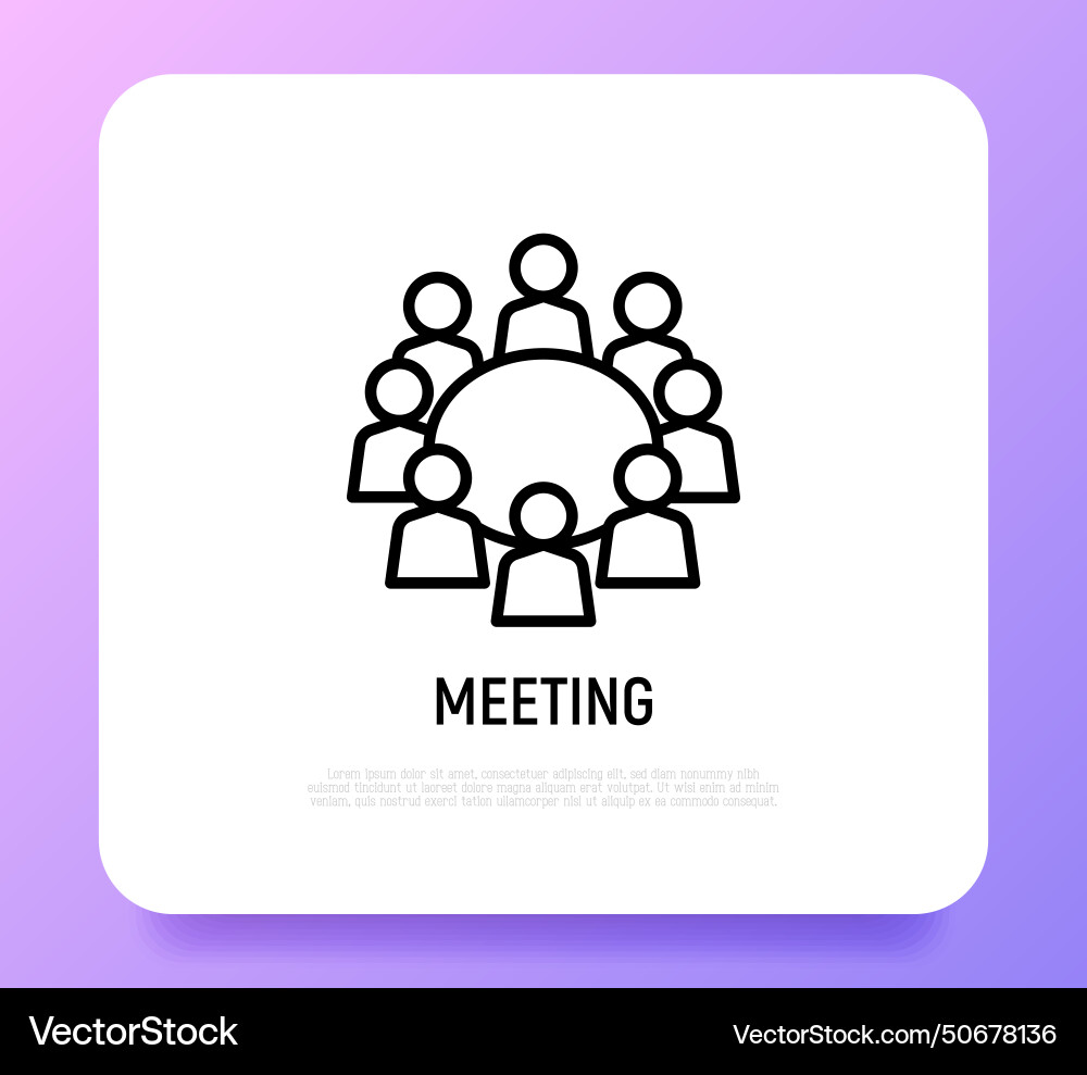 Meeting thin line icon people sitting around Vector Image