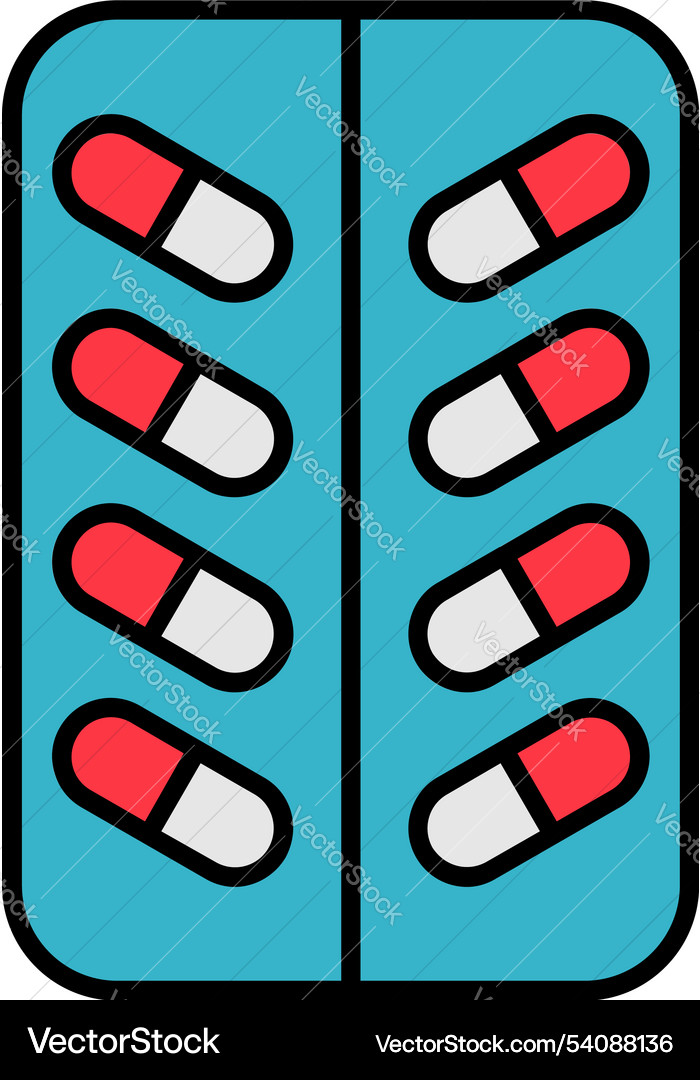Pills line filled icon design Royalty Free Vector Image