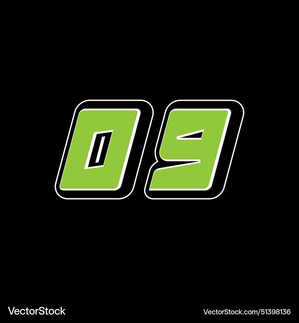 Racing number 09 design template Royalty Free Vector Image