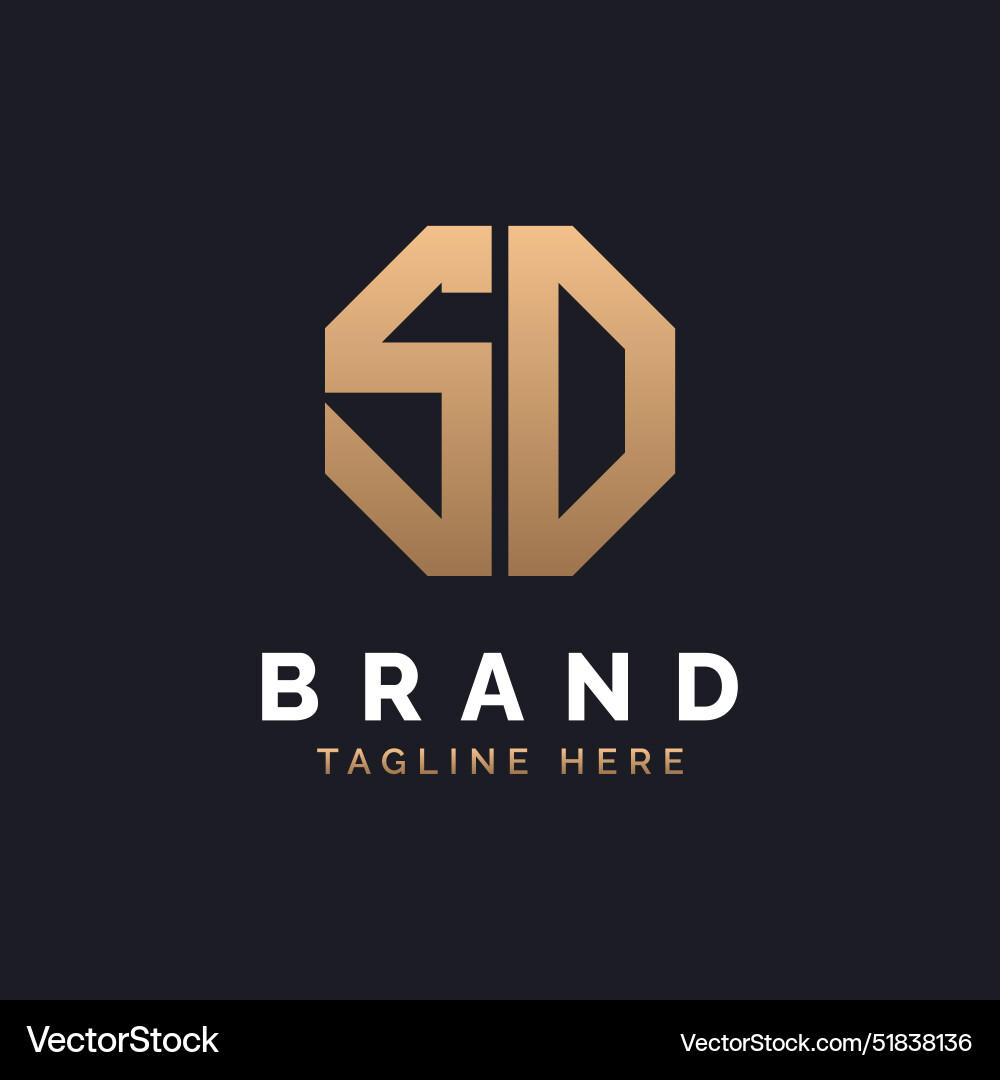 Sd logo design modern minimal elegant and luxury Vector Image