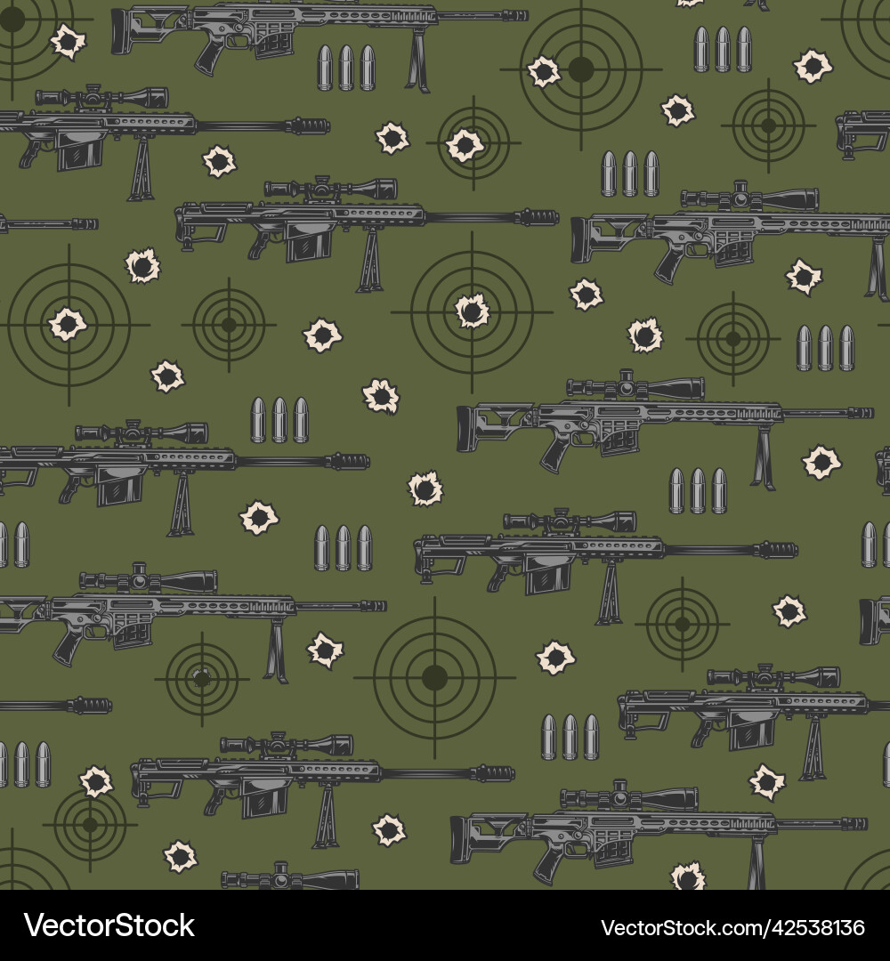 Sniper rifle colorful seamless pattern Royalty Free Vector