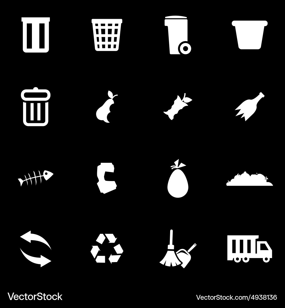 White garbage icon set Royalty Free Vector Image