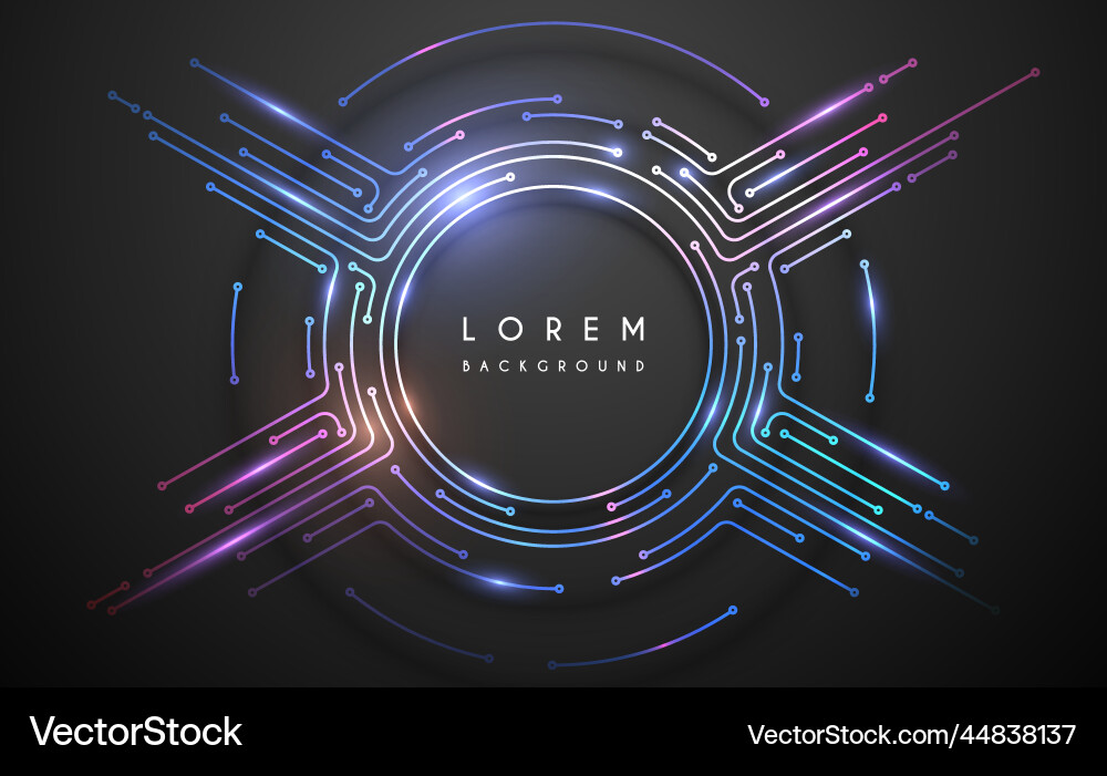 Abstract circle technology frame with glow effect Vector Image