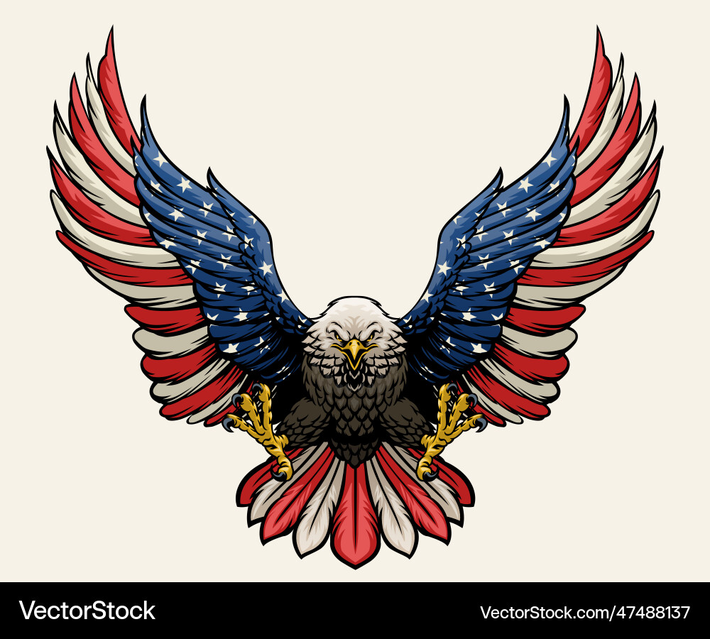 American eagle spread the wings with Royalty Free Vector