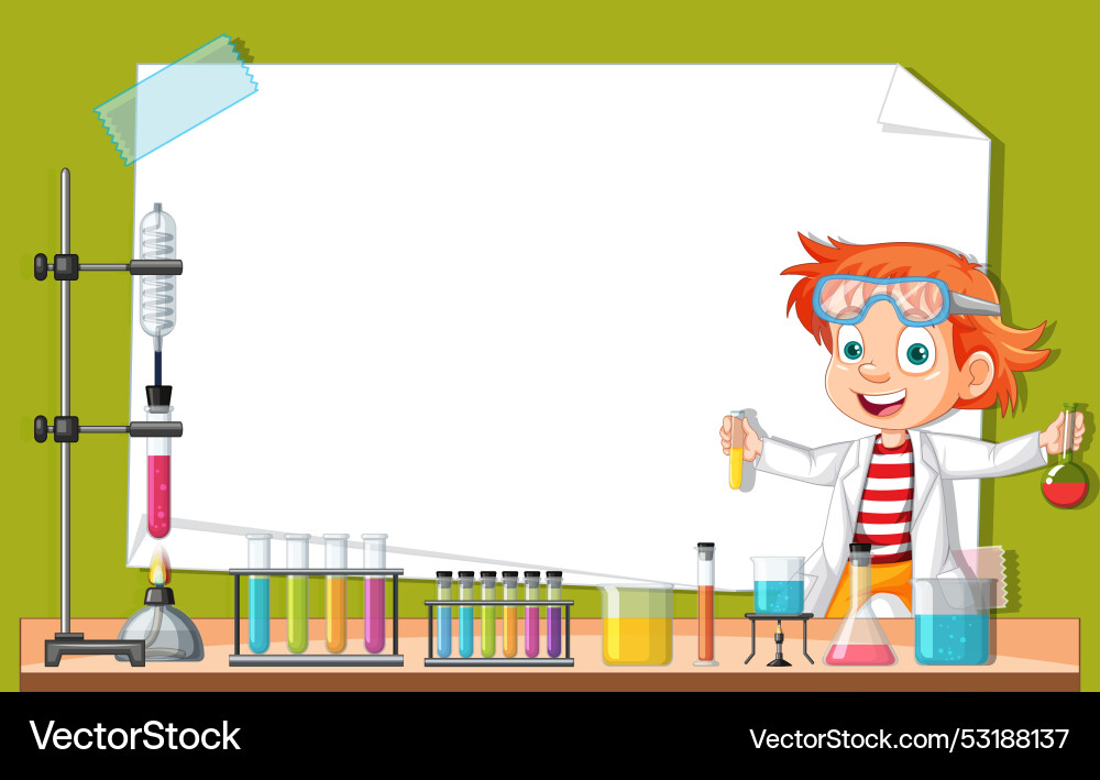 Child conducting experiments with lab equipment Vector Image